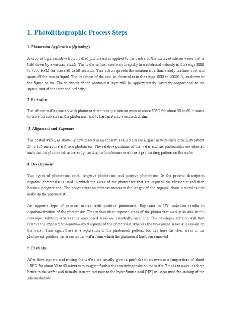 Photolithographic Process Steps: 2.prebake | Download Free PDF ...