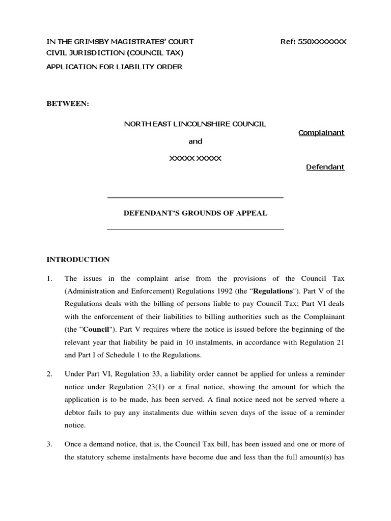 Defendants Grounds of Appeal - Redact | PDF | Costs In English Law ...
