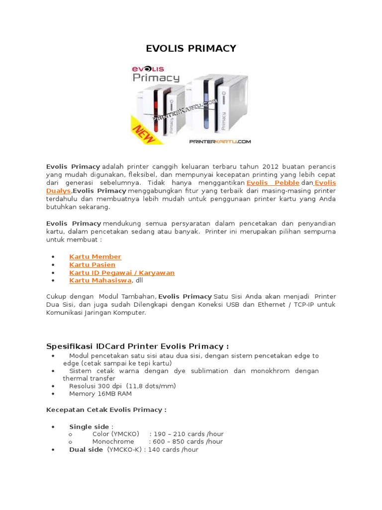 Evolis Primacy | PDF | Windows Vista | Microsoft Windows