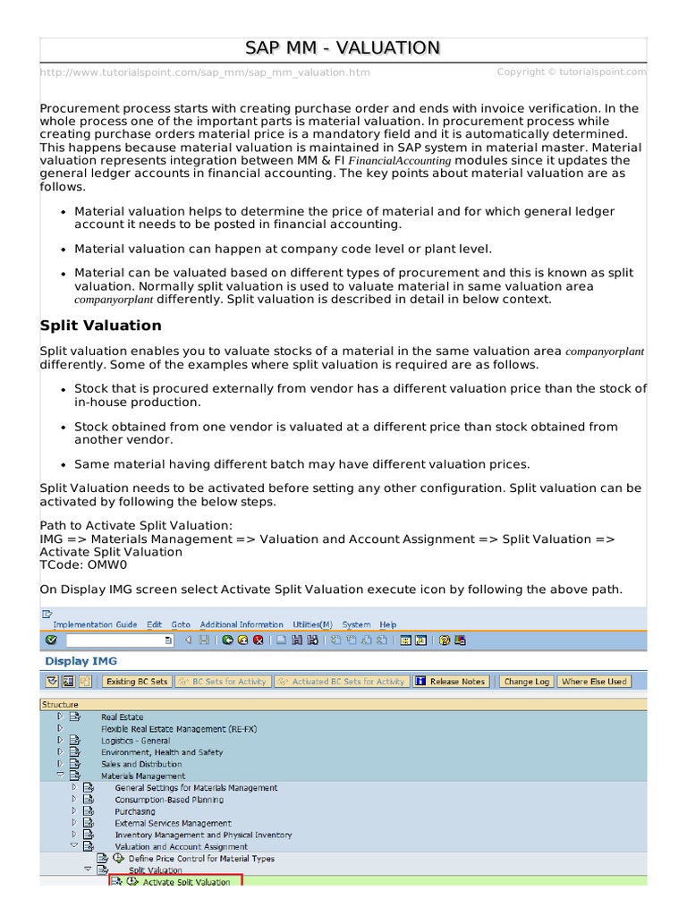 Sap MM Valuation | PDF