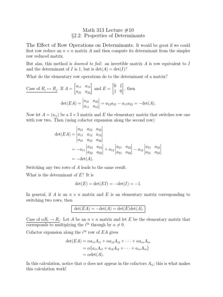 Property of Determinants | PDF | Determinant | Matrix (Mathematics)