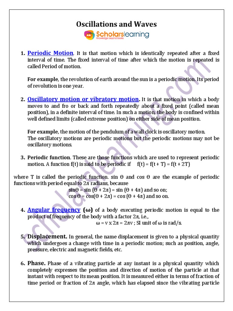 Oscillations and Waves: Periodic Motion | PDF | Frequency | Waves