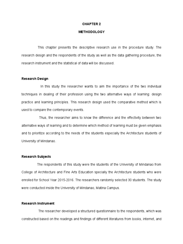 Chapter 2 Methodology | PDF | Questionnaire | Research Design