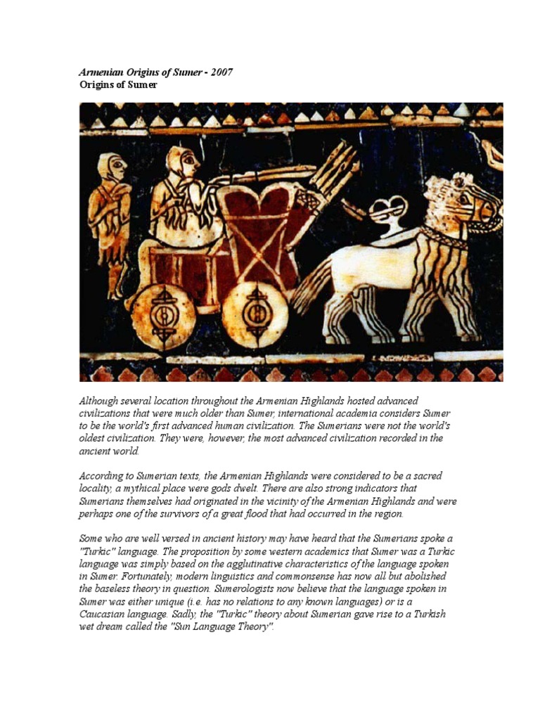 Armenian Origins of Sumer | PDF | Sumer | Archaeology