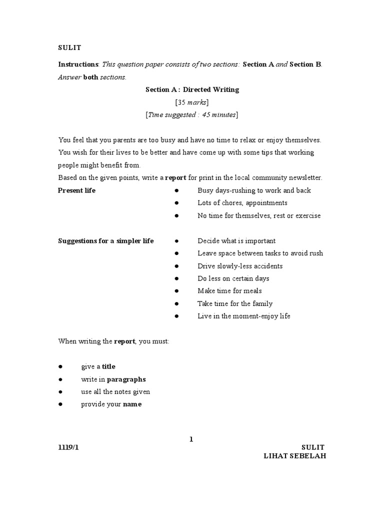 SPM English Paper 1 | PDF