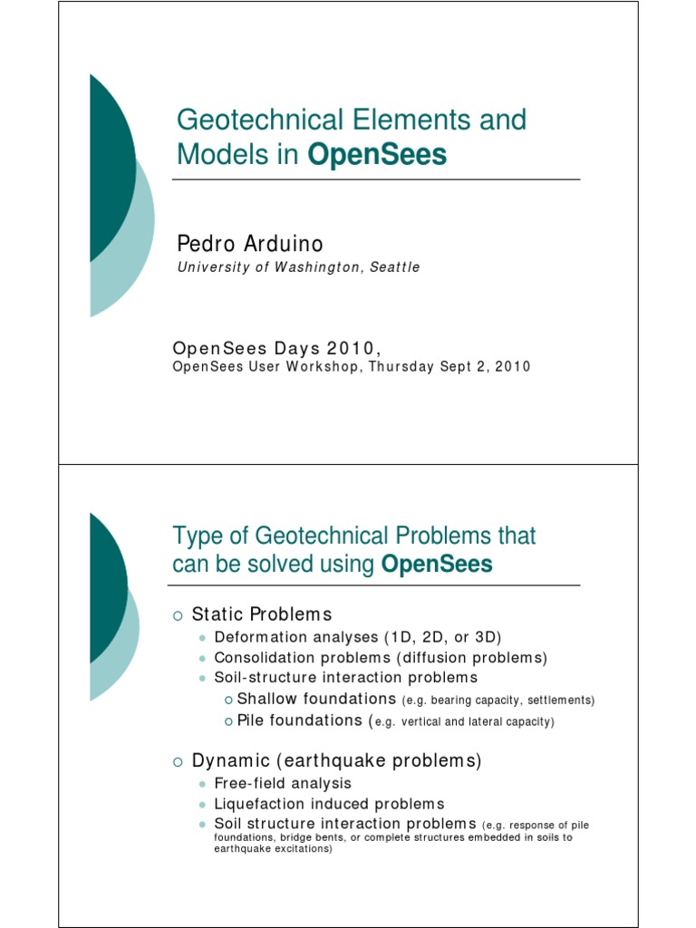 Geotechnical Elements and Models in OpenSees | PDF | Applied And Interdisciplinary Physics ...