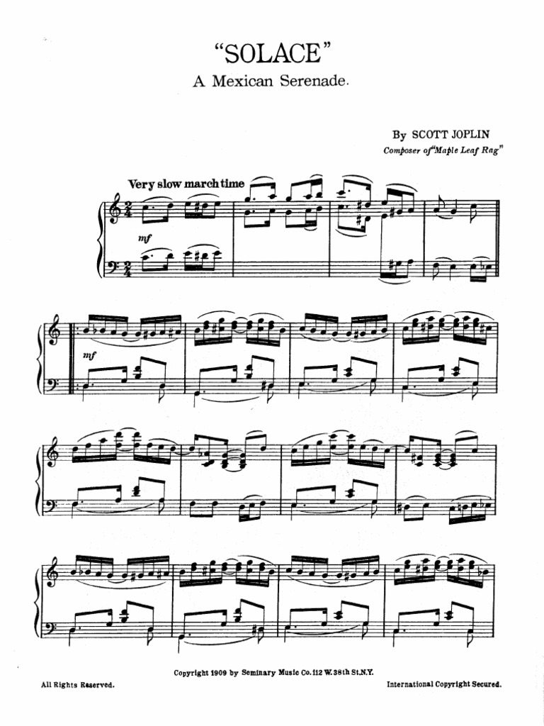 Scott Joplin - Solace, A Mexican Serenade | PDF
