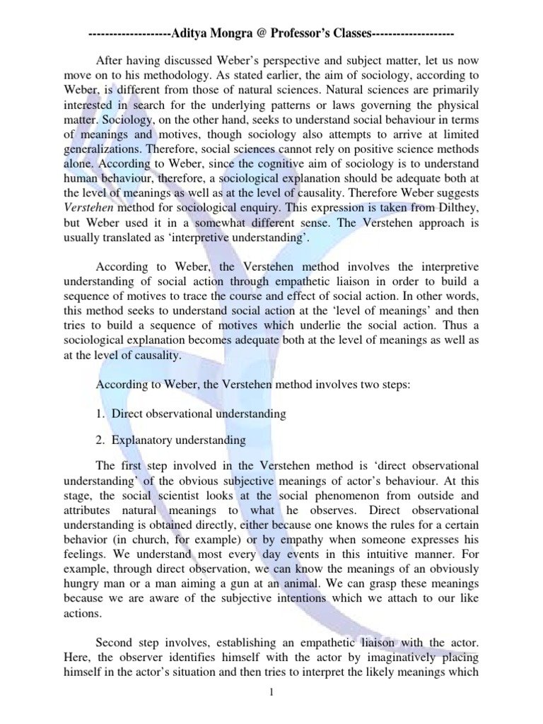 2 Verstehen | PDF | Max Weber | Sociology