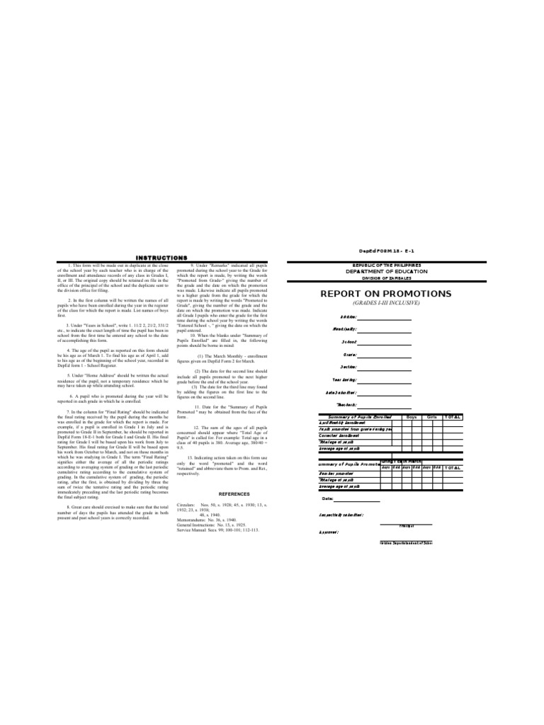 DepEd FORM 18E GI GIII by Jonathan Paranada | Download Free PDF ...