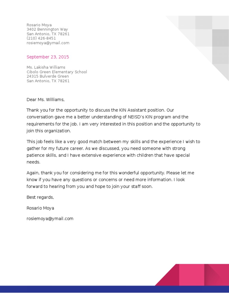 KIN Assistant Position Follow-Up | PDF | Wellness