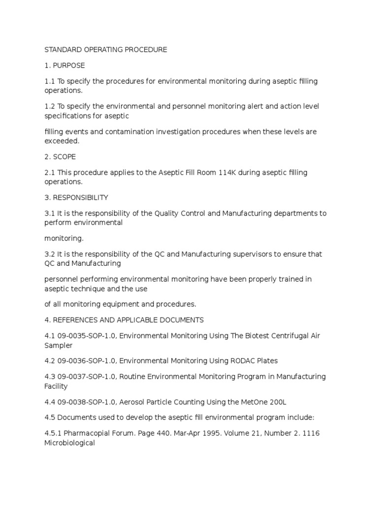 Standard Operating Procedure | PDF | Environmental Monitoring | Wellness