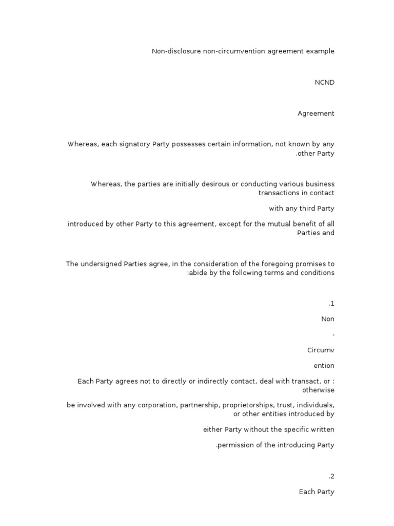 NCND Agreement Template Example | PDF | Non Disclosure Agreement | Arbitration