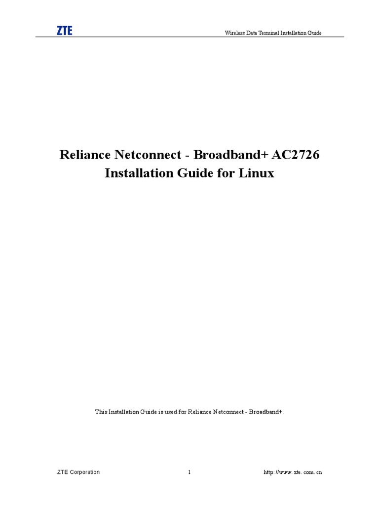 Reliance Netconnect - Broadband+ AC2726 Installation Guide For Linux ...