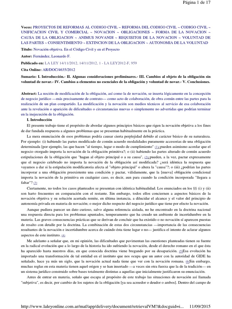 Novación en el Código Civil | PDF | Science | Ciencia filosófica