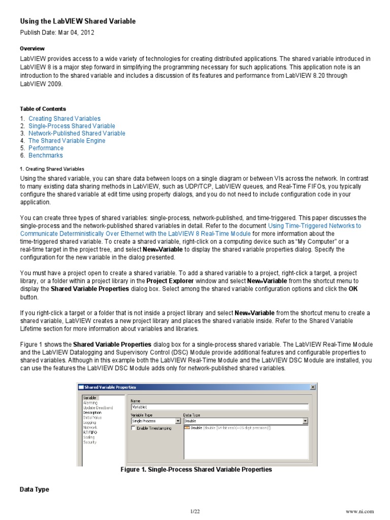 LabVIEW Shared Variable Guide for Distributed Applications | PDF ...