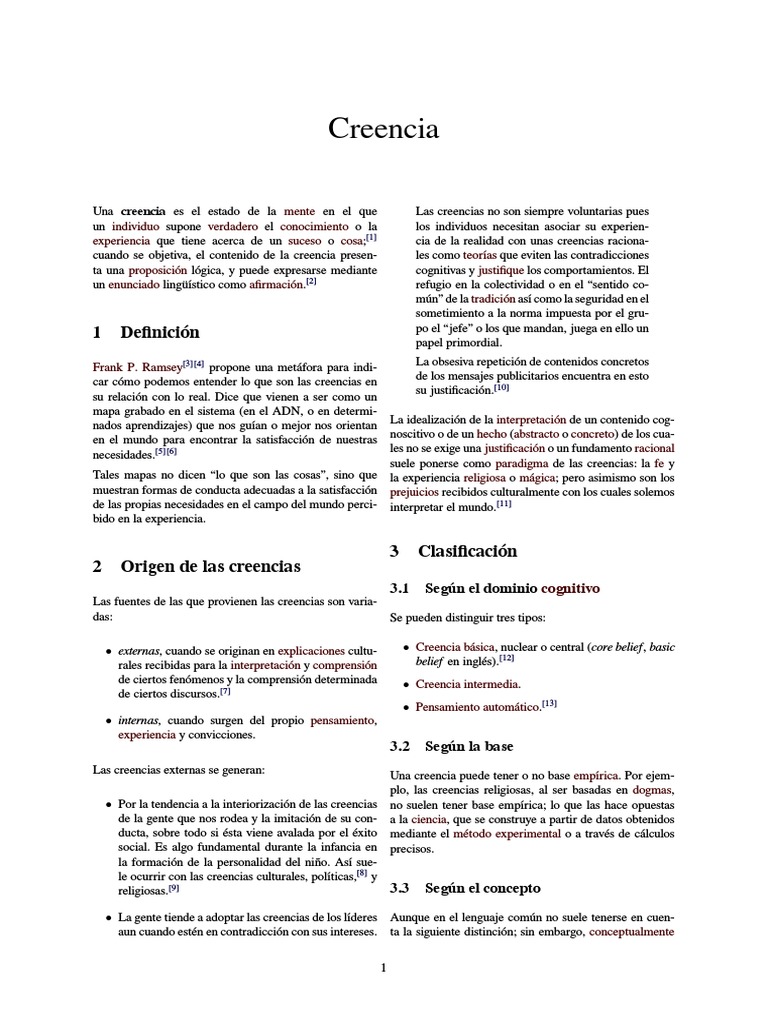 Creencia | PDF | Interacciones de disciplina académica | Filosofía ...