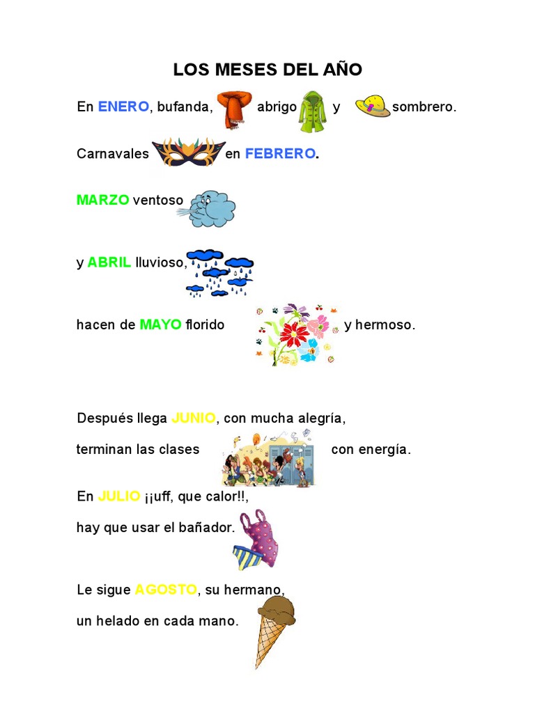 Poesia de Los Meses Del Año | PDF