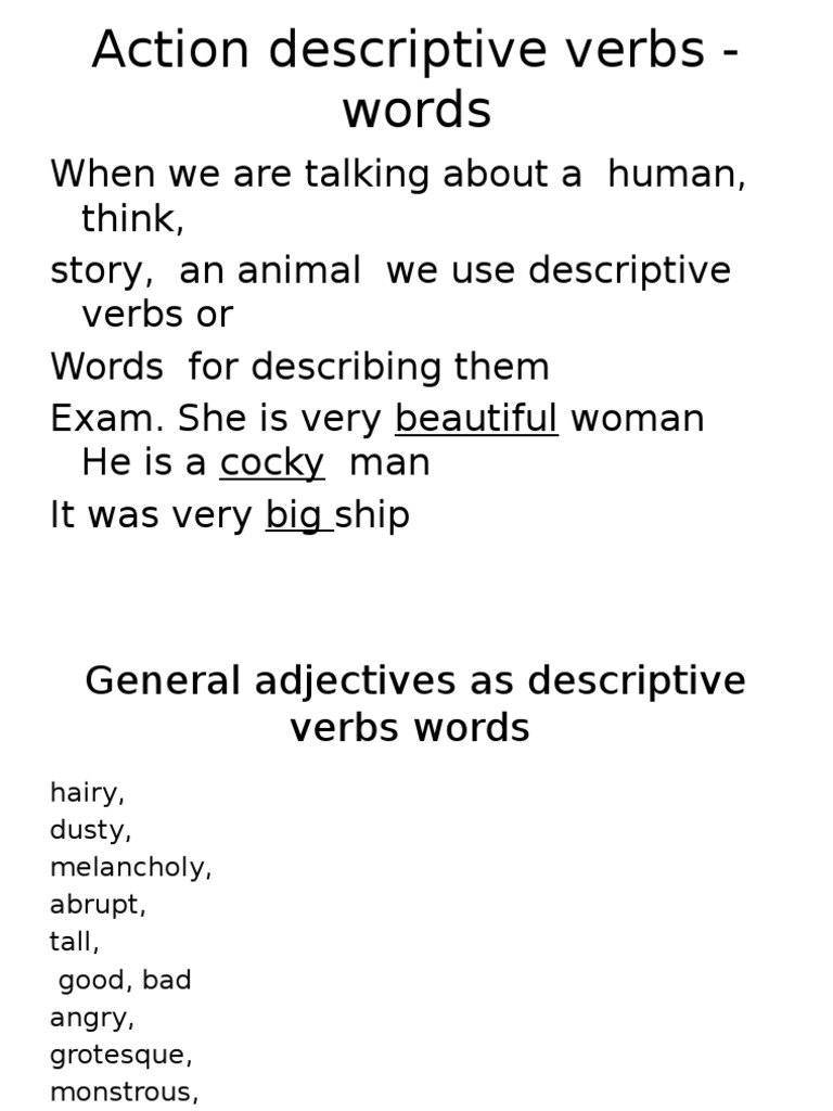 Descriptive Verbs for People and Actions | PDF