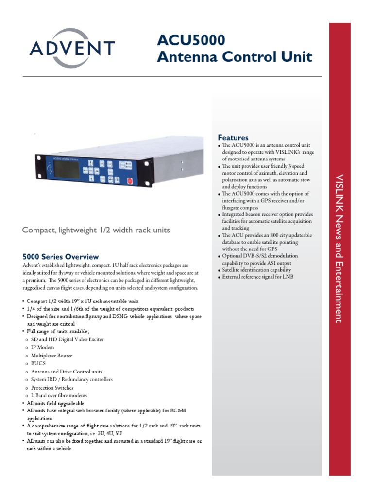 Acu 5000 Antenna Control Unit | PDF | Global Positioning System | Satellite
