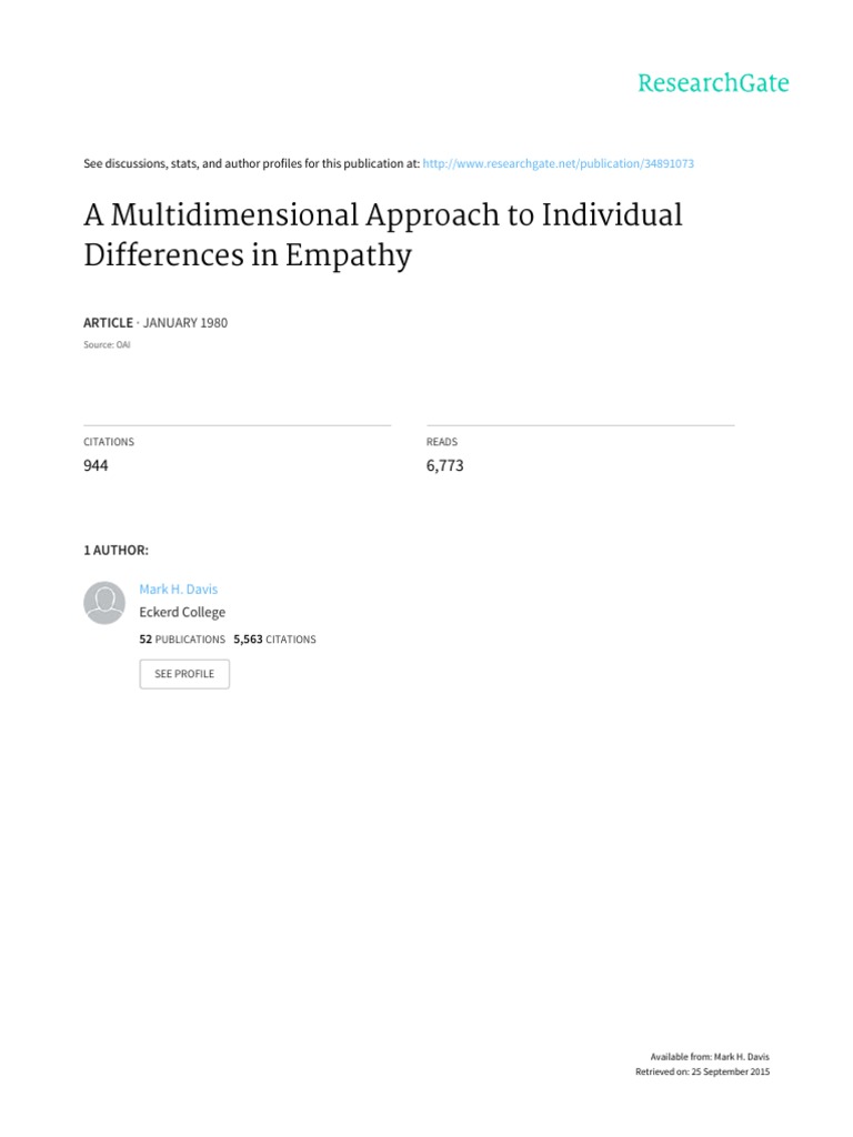 A Multidimensional Approach To Individual | PDF | Empathy | Affect ...