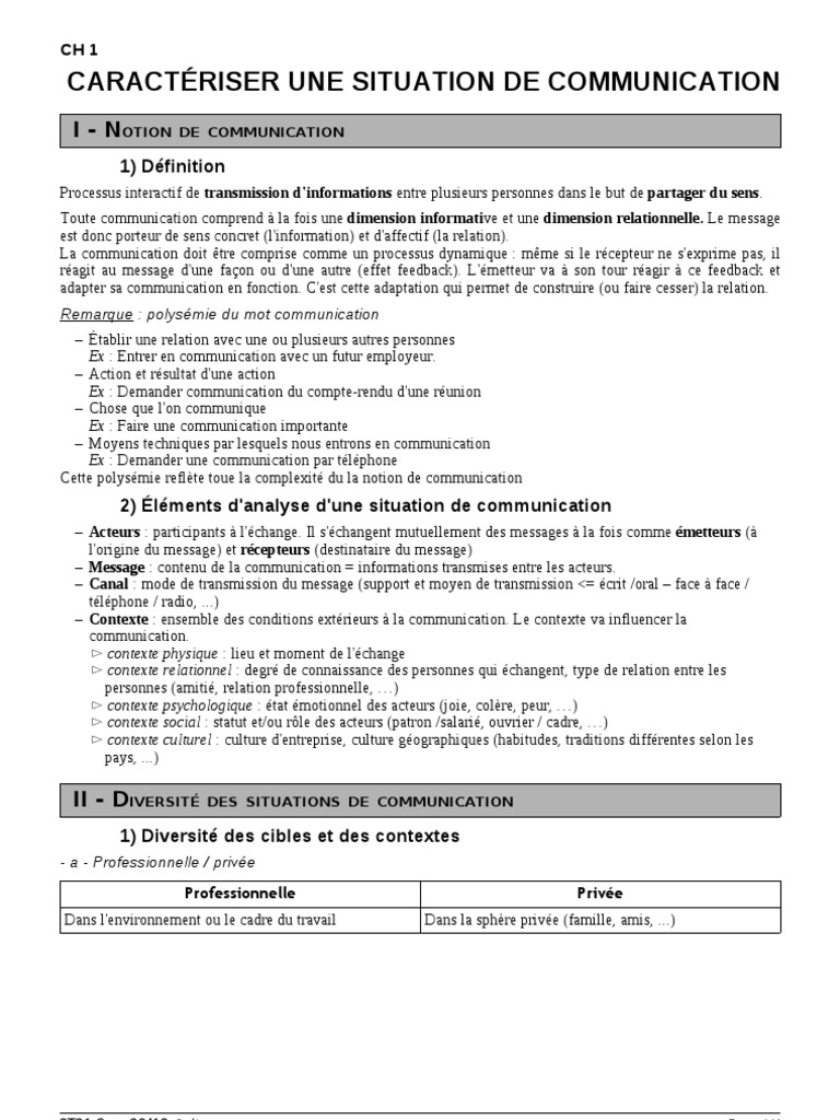 Situations de Communication | PDF | la communication | Informations