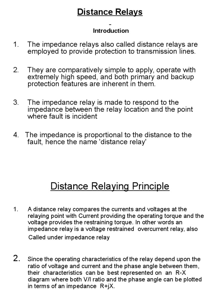 Overview of Distance Relays | PDF | Electrical Impedance | Relay