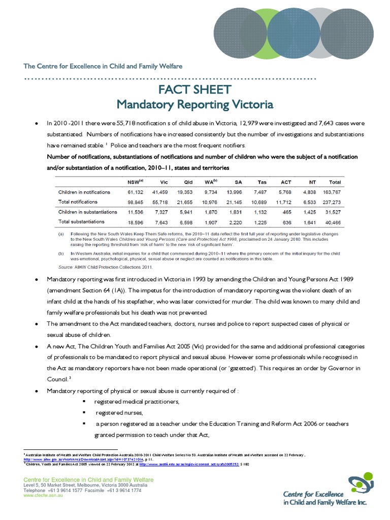 Mandatory Reporting Fact Sheet | PDF | Social Institutions | Social Science