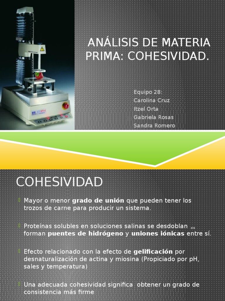 Cohesividad | PDF | Nitrito | Carne