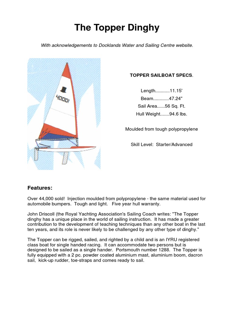 Dinghy Topper Tuning Guide | PDF | Sail | Watercraft