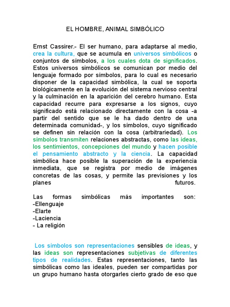 El Hombre Como Animal Simbolico | PDF | Los símbolos | Homo Sapiens