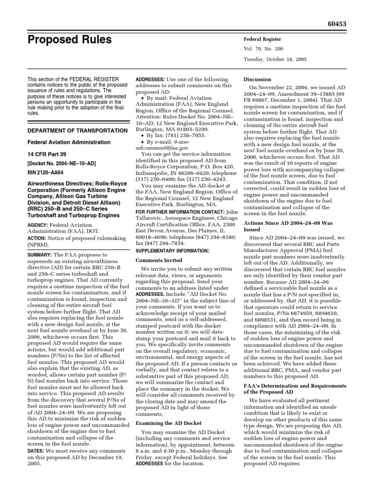 Proposed Rule: Airworthiness Directives: Rolls-Royce Corp. | PDF ...