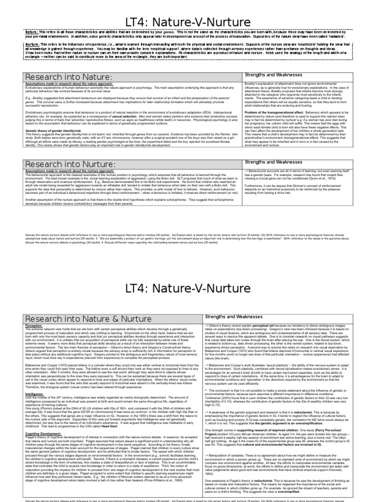 Nature Nurture | PDF | Nature Versus Nurture | Attachment Theory