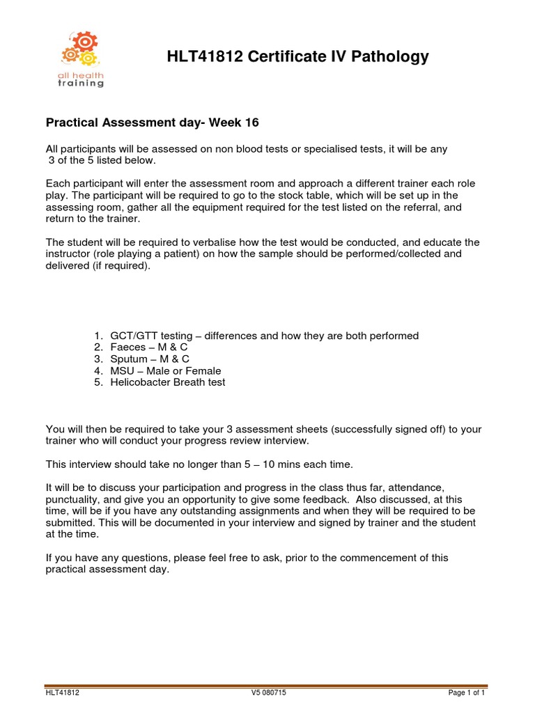 AHT Practical Assessment Guidelines - V5 080715 | PDF