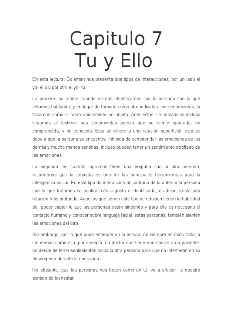 Interacciones: Yo-Ello vs. Yo-Tú | PDF | Psicopatía | Egoismo psicologico