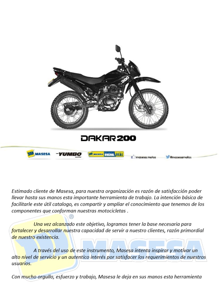 Ficha Técnica Moto Yumbo Dakar 200 | PDF | Embrague | Tecnología de ...