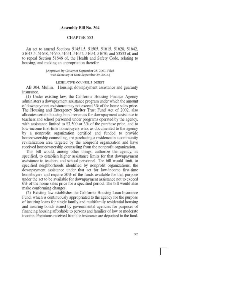 Ab 304 Bill 20030929 Chaptered | PDF | Fannie Mae | Insurance