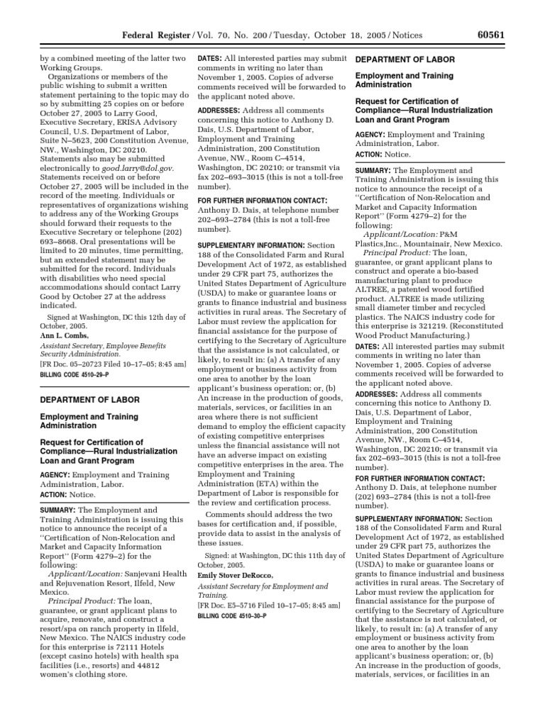 Notice: Grants and Cooperative Agreements Availability, Etc.: Rural Industrialization Loan and ...