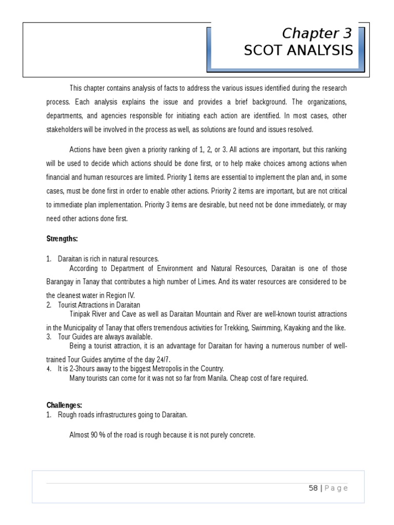 Chapter 3 SCOT ANALYSIS | Tourism | Swot Analysis