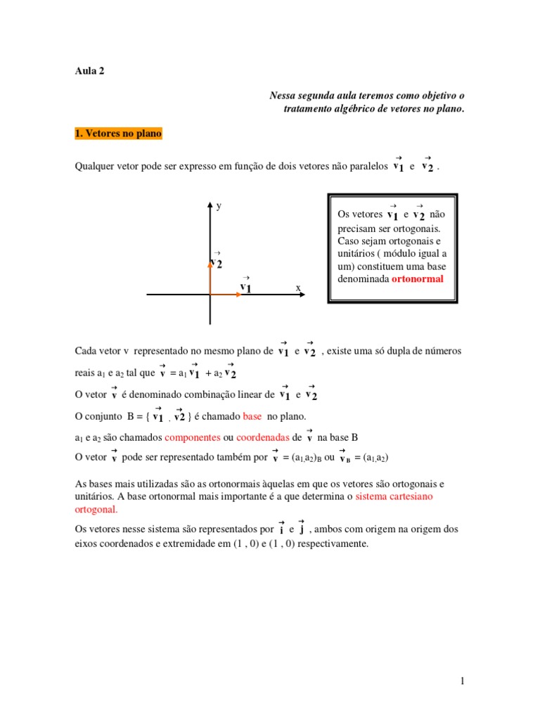 Vetores No Plano | PDF | Vetor euclidiano | Sistema de coordenada ...