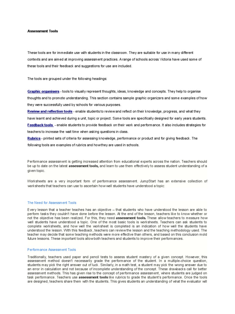 Assessment Tools | PDF | Educational Assessment | Test (Assessment)