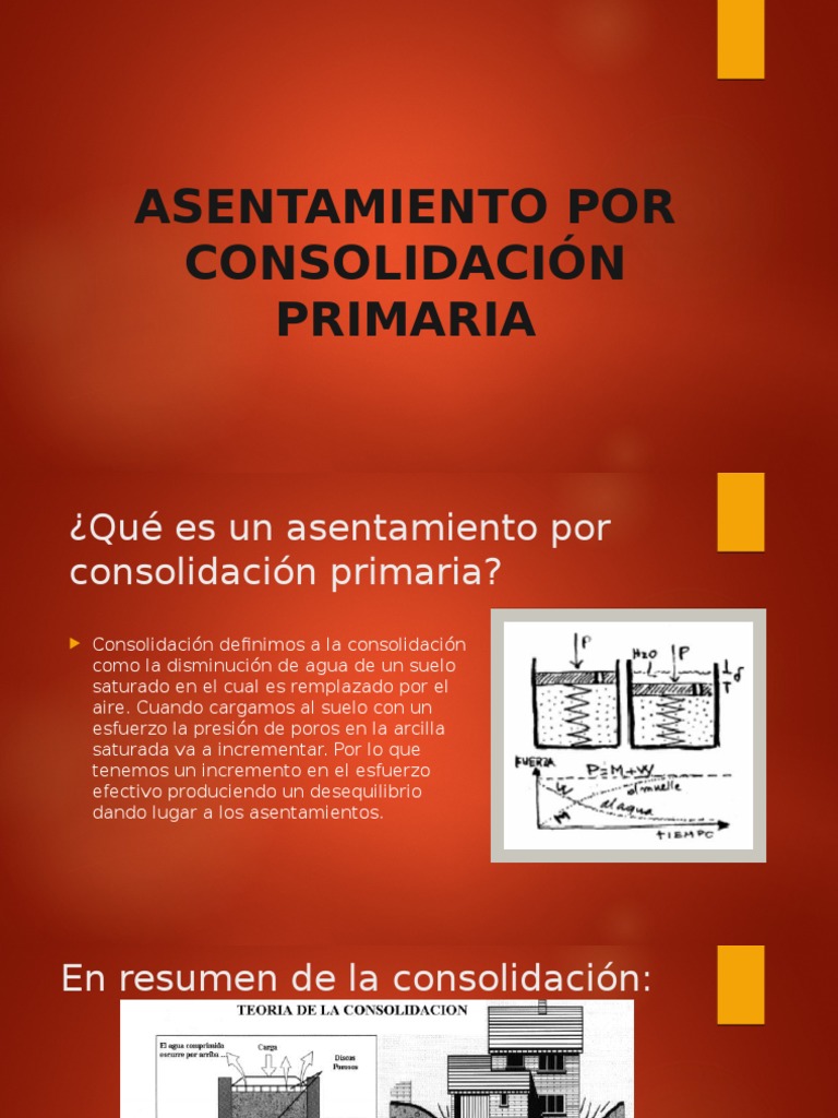 Asentamiento Por Consolidación Primaria | PDF | Mecánica de suelos | Suelo