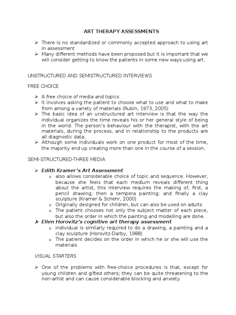 Art Therapy Assessment | PDF | Art Therapy | Psychological Evaluation
