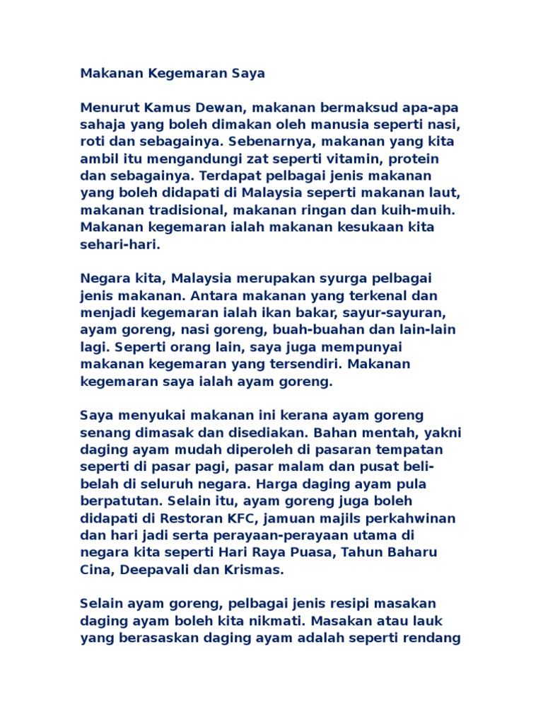 Makanan Kegemaran Saya | PDF