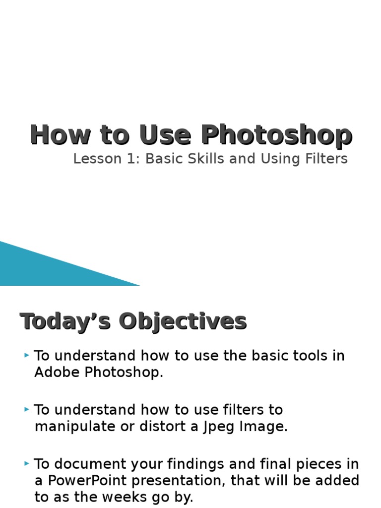 Lesson 1 How To Use Photoshop | PDF | Adobe Photoshop | Computing