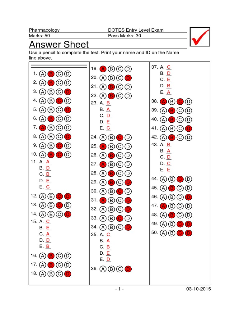 Answer Sheet Key | PDF