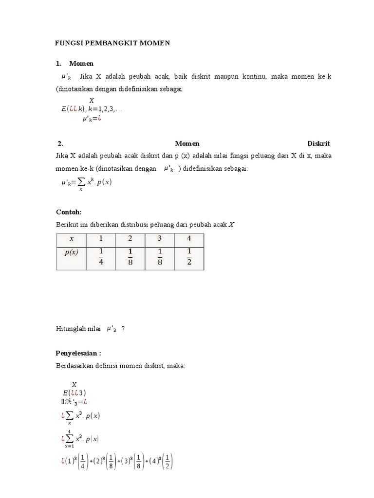Momen dan Distribusi Gamma | PDF