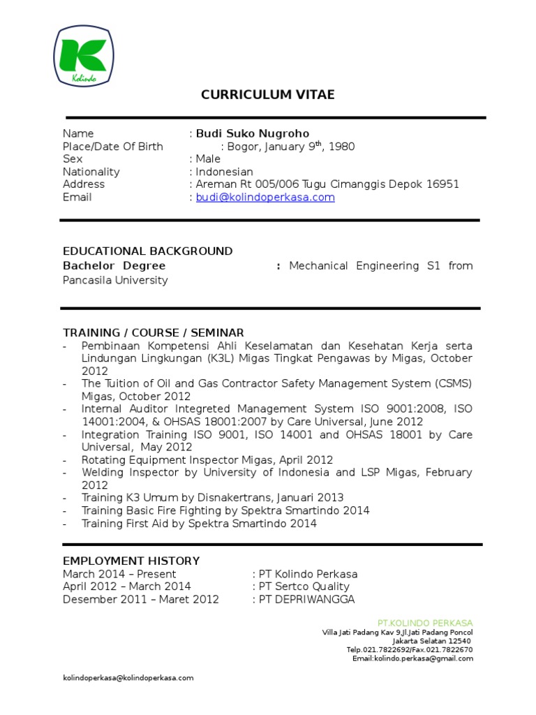 CV Budi - 2 | PDF | Welding | Construction