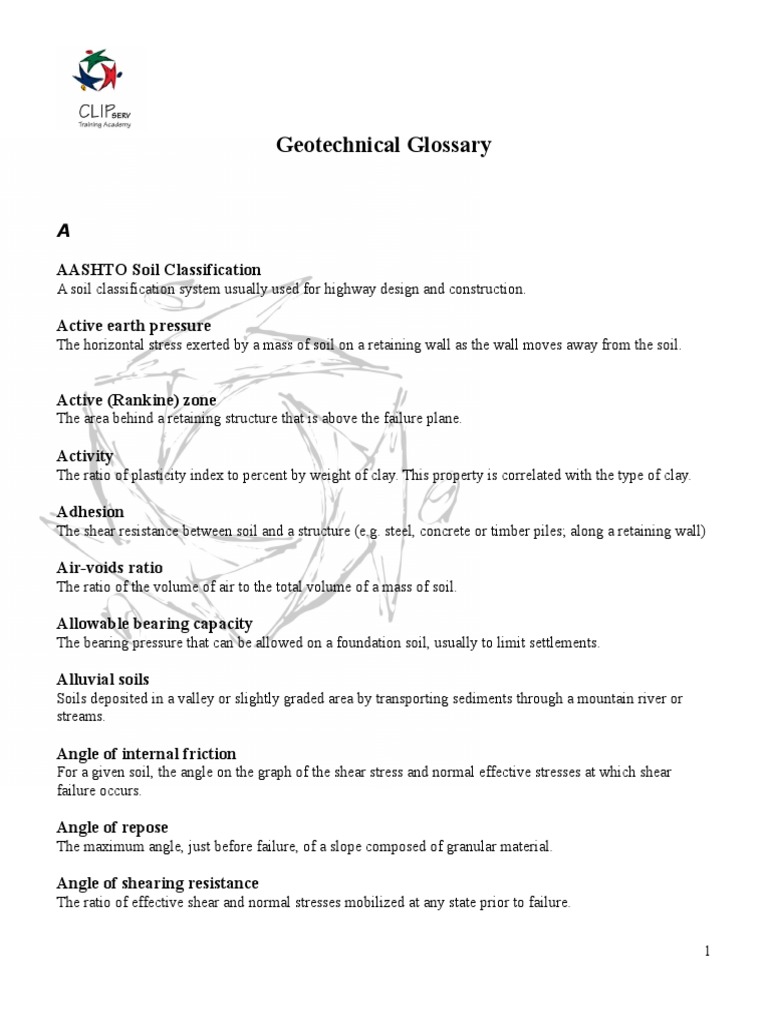 Geotechnical Glossary | PDF | Soil Mechanics | Porosity