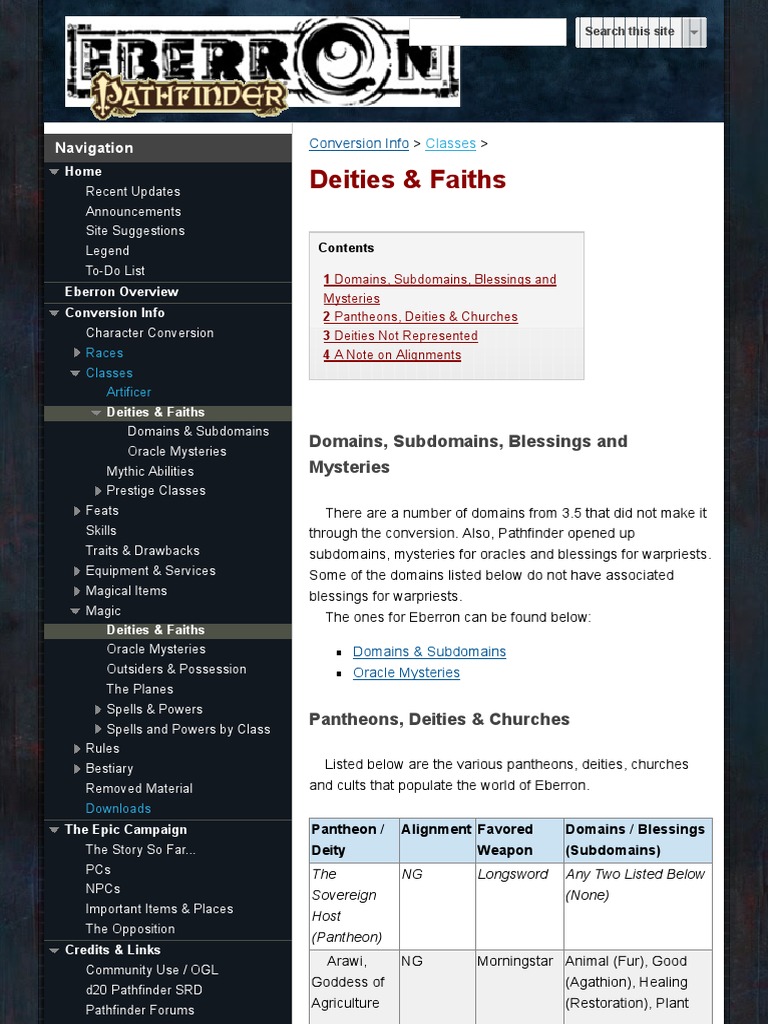 Deities & Faiths - Eberron Pathfinder | PDF | World Of Eberron | D20 System