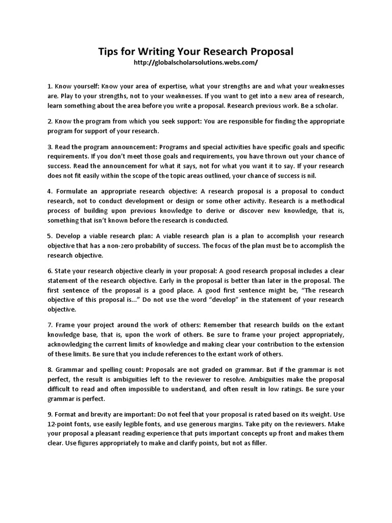 Tips For Writing Your Research Proposal Pdf Knowledge Communication